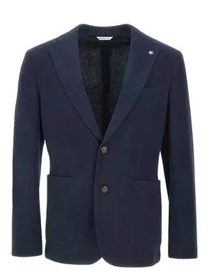 MANUEL RITZ Patch-pocket Single-breasted Blazer - Blue