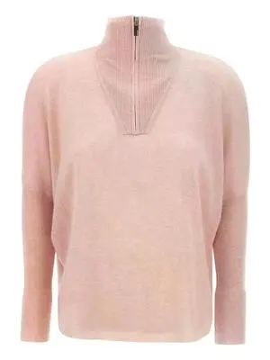 NOT SHY Justine Zipped High-neck Sweater - Pink