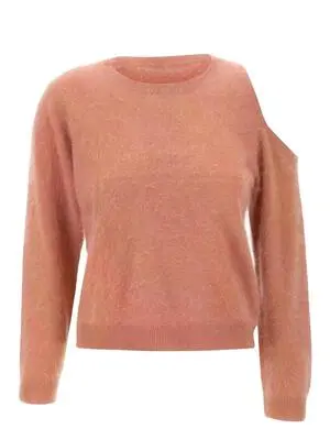 NOT SHY Ribbed Sweater With Shoulder Cut-out - Pink