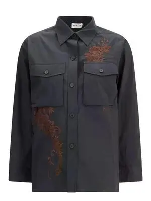 P.a.r.o.s.h Flower-embroidered Shirt - Black