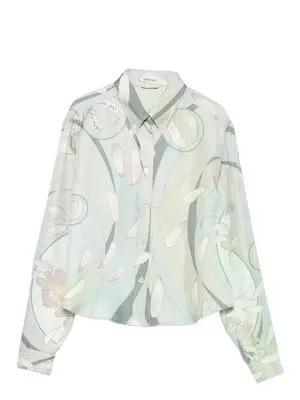 Hermès 2000s Floral Silk Shirt - Blue