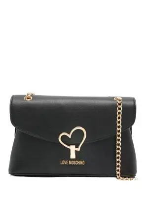 Moschino Heart Charm Chain Shoulder Bag - Black