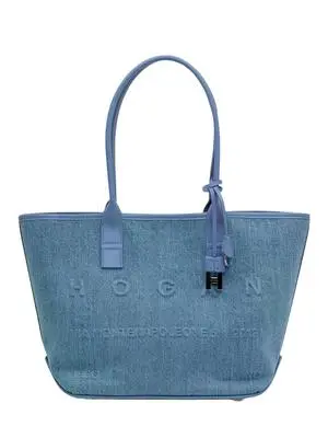 Hogan Embossed Logo Cotton Tote - Blue