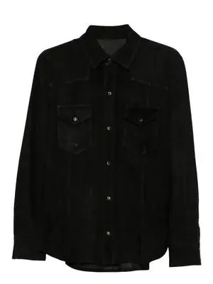 RIFUGIO Suede Chest Pockets Shirt Black