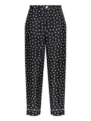 Moschino Printed Straight Leg Trousers - Black