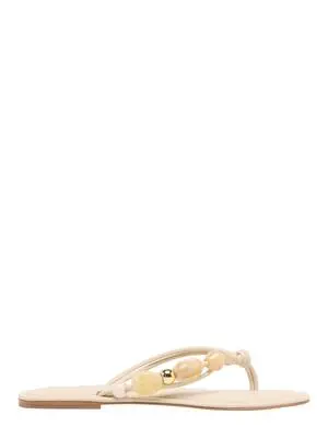 DOLCEVITA DOLCEVITA Cely Beaded Thong Sandals Ivory Leather