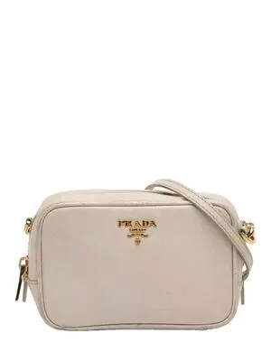 Prada Mini Saffiano Lux Camera Crossbody Bag - White