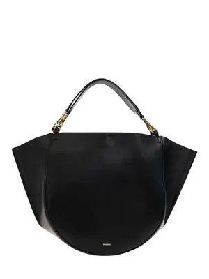 WANDLER Flap Top Handle Tote Bag - Black