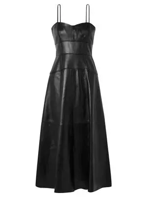 Ulla Johnson Adelina Leather Midi Dress - Black