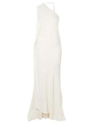 Victoria Beckham One-Shoulder Ribbed-Knit Gown Black