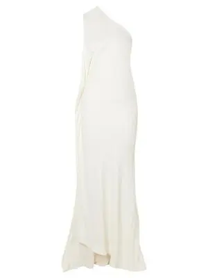 Victoria Beckham One-shoulder Ribbed-knit Gown - Ivory