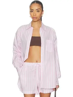 Hunza G Cabana Stripe Embroidered Shirt - Pink