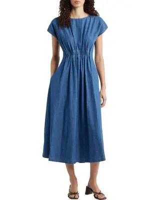 FREEMARKET Pleated Denim Midi Dress - Indigo