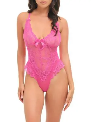 OH LA LA CHERI Valentine Lace Teddy - Rose Violet