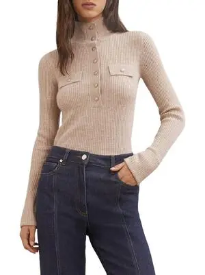 REISS Elly Wool Rib Sweater - Neutral