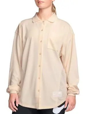 Nike Sportswear Oversize Long Sleeve Jersey Button-up Shirt - 103 Chalk/chalk