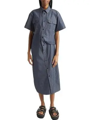 Sacai Draped Denim Shirtdress - Blue