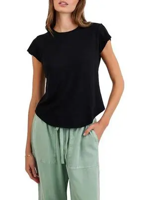 Bella Dahl Cotton Blend Slub Baby Tee - Black