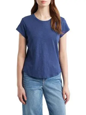 Bella Dahl Cotton Blend Slub Baby Tee - Midnight Surf