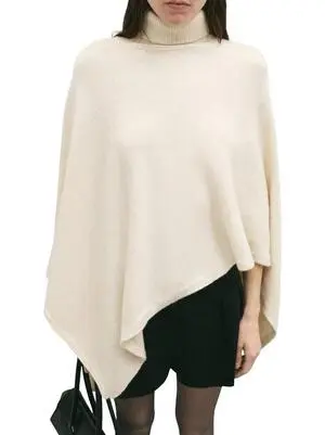 Mango Turtleneck Cape - Ecru