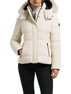 Moose Knuckles Shearling Trim Down Jacket - Alabaster