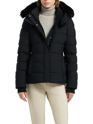 Moose Knuckles Shearling Trim Down Jacket - Black