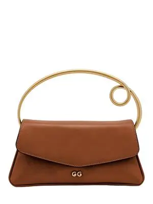 Cult Gaia Emily Leather Top Handle Bag - Saddle