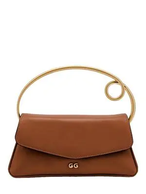 Cult Gaia Emily Leather Top Handle Bag - Saddle