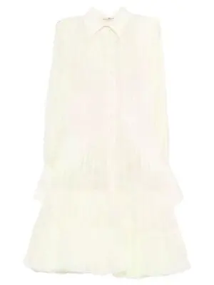 Ermanno Scervino Pleated Mini Dress - Neutrals