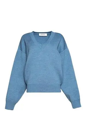 RÃHE V-neck Wool Jumper - Blue