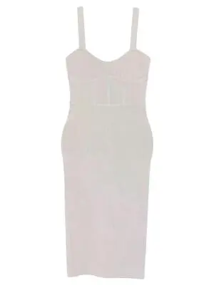 Patrizia Pepe Fitted Jacquard Knit Midi Dress - Grey
