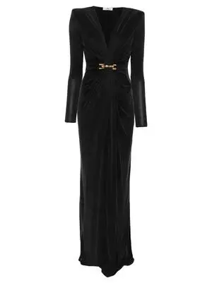 Elisabetta Franchi V-neck Long-sleeve Maxi Dress - Black