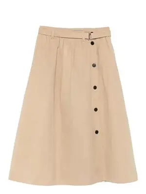 Prada Button Belted Midi Skirt - Neutrals