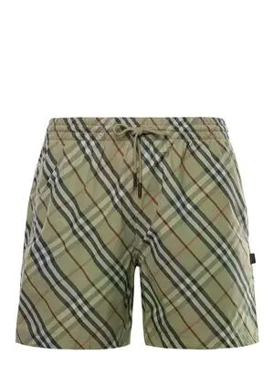 Burberry Check Pattern Drawstring Swim Shorts - Green