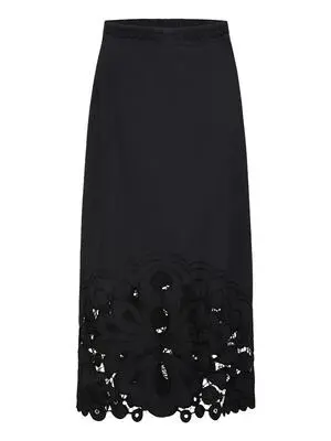 MARIE OLIVER Eugenia Lace Midi Skirt - Black