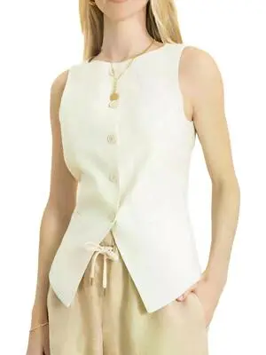 Eleventy Boat-neck Button Top - Neutrals