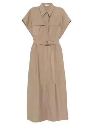 Brunello Cucinelli Pocket Belted Midi Dress - Neutrals