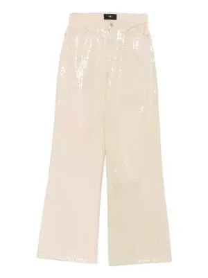 7 For All Mankind Lotta Wide Leg Jeans - Neutrals