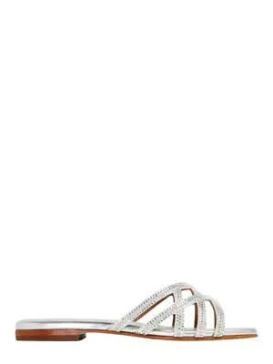 NICOLI Zuri Rhinestone Criss-cross Sandals - Silver