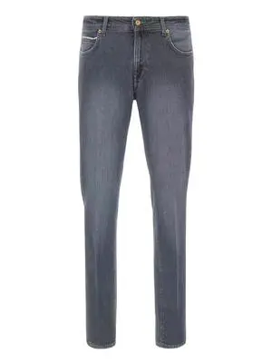 BRIGLIA 1949 Five-pocket Logo-patch Jeans - Grey