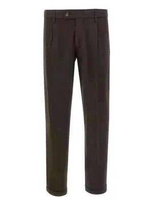 RE-HASH Mucha Pleated Turn-up Hem Chinos - Brown