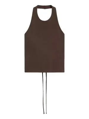 ST. AGNI Jersey Halterneck Top - Brown