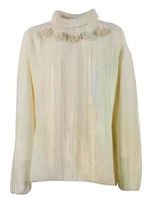P.a.r.o.s.h Floral-appliqué Roll-neck Sweater - Neutrals