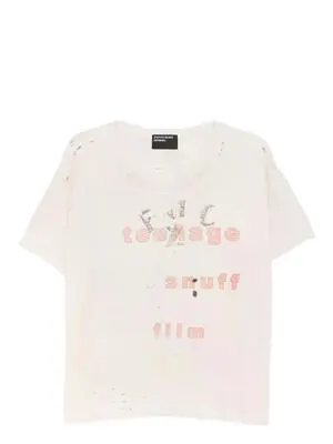 Enfants Riches Déprimés Teenage Snuff Distressed Graphic T-shirt - Neutrals