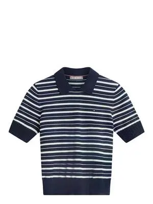 Tommy Hilfiger Striped Knit Polo - Blue