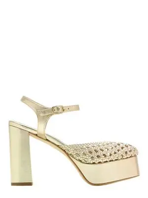 ANDREA GOMEZ Beatriz Woven Platform Sandals - Gold
