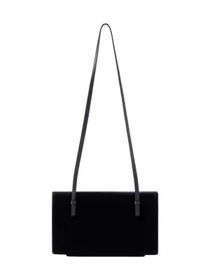 TOTEME Leather-trimmed Velvet Shoulder Bag - Black
