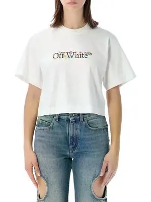 Off-White Floral-print Cropped T-shirt - White
