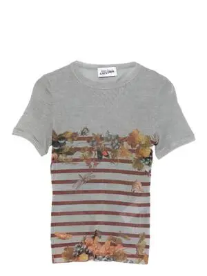 JEAN PAUL GAULTIER Striped Floral T-shirt - Grey