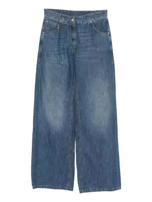 Brunello Cucinelli Embellished-detail Wide-leg Jeans - Blue